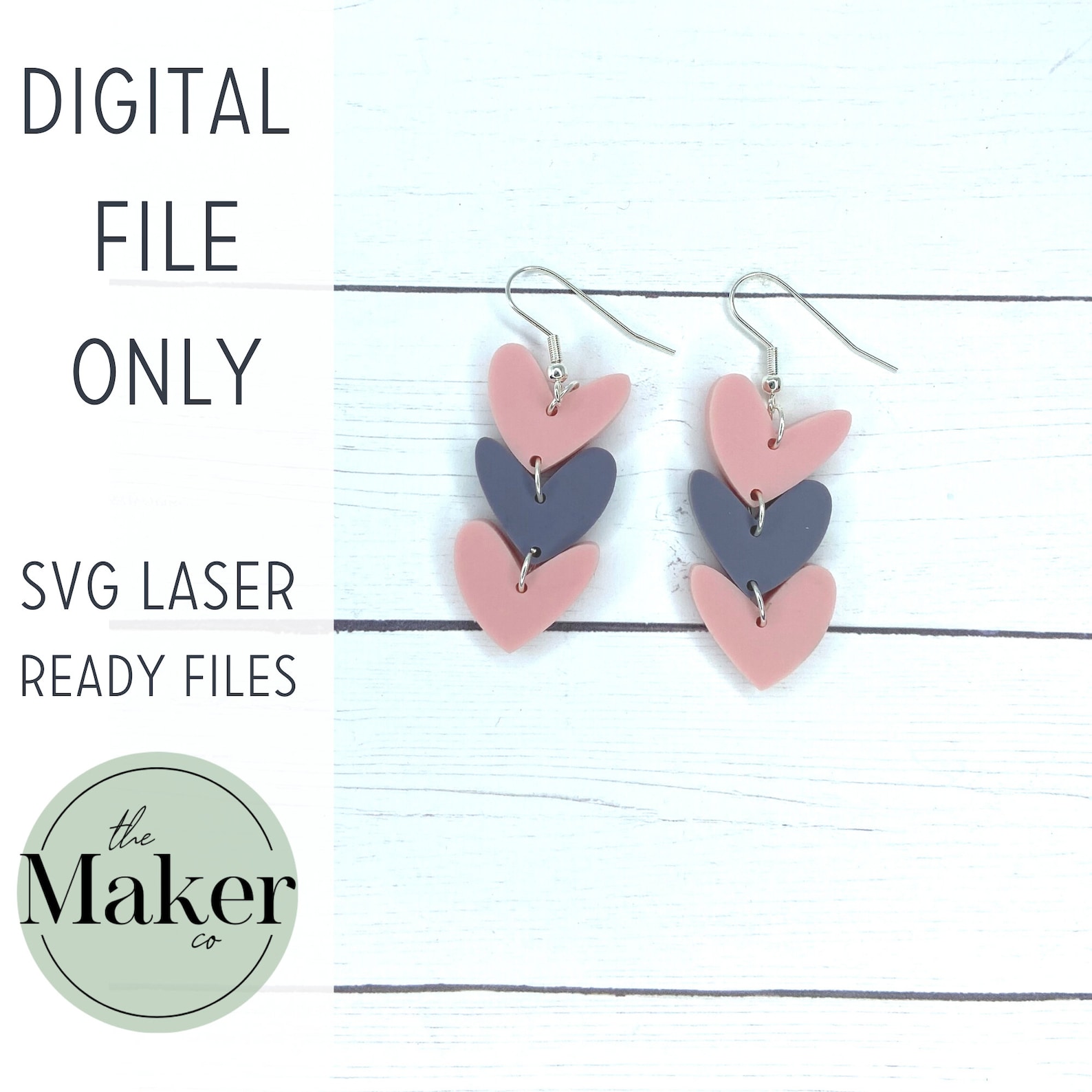 Heart Earring Svg, Valentine Earring Svg Cut Files for Laser Glowforge ...