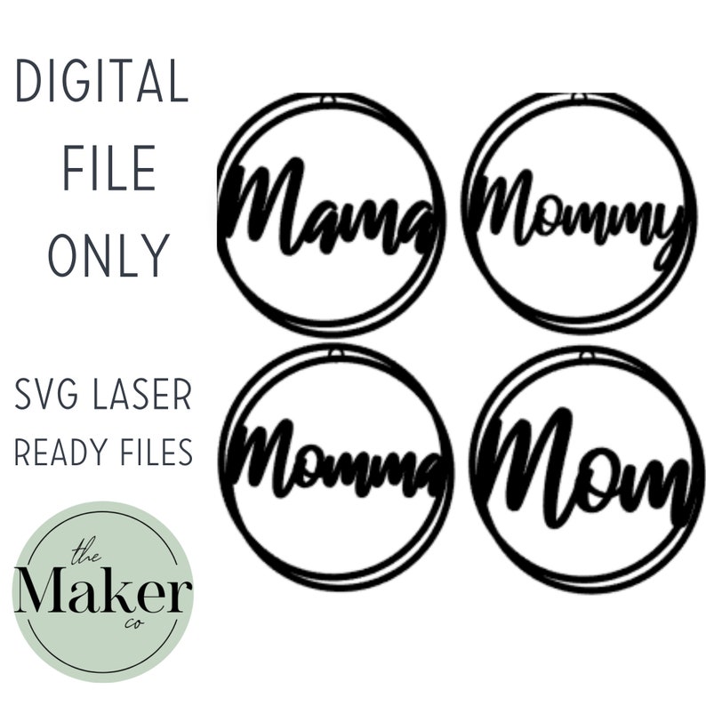 Mama Car Charm Bundle , 4 Car Charm Designs, Keychain Laser Cut File ...