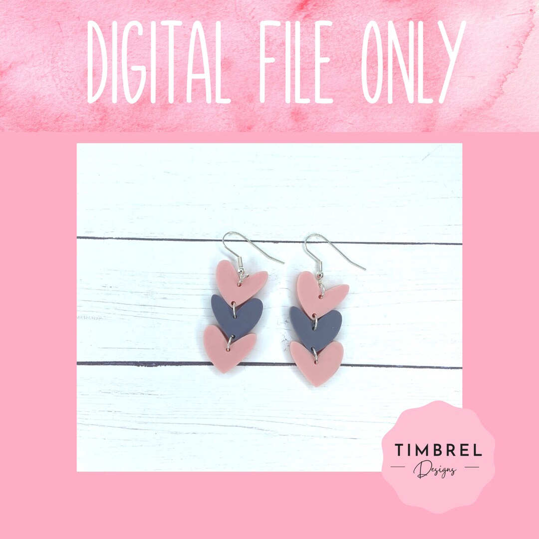 Heart Earring Svg Valentine Earring Svg Cut Files for Laser - Etsy