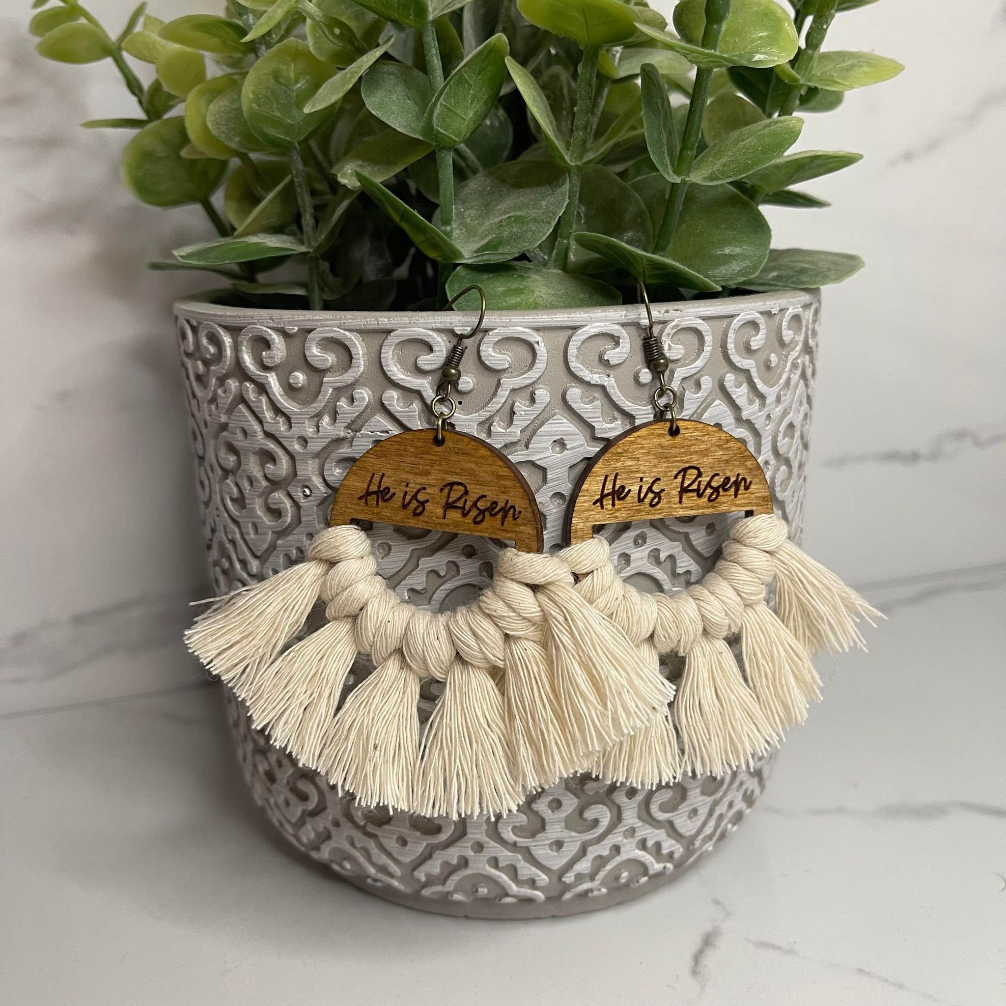 He is Risen Easter Macrame Hanging Earring, Laser Ready Cut SVG File ...