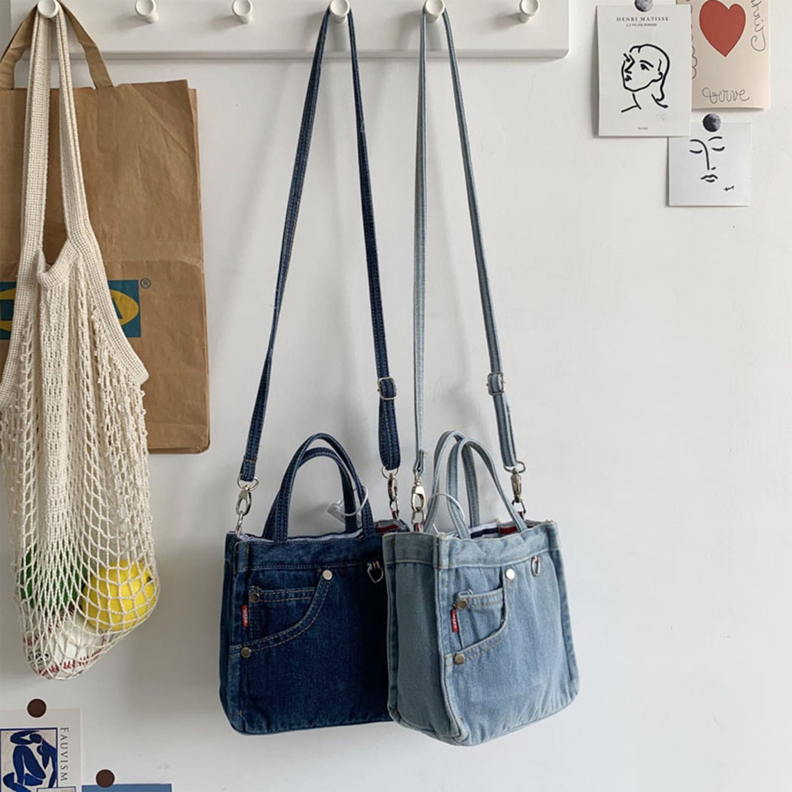 Mini Denim Bag Denim Tote Bag Denim Crossbody Bag Everyday - Etsy