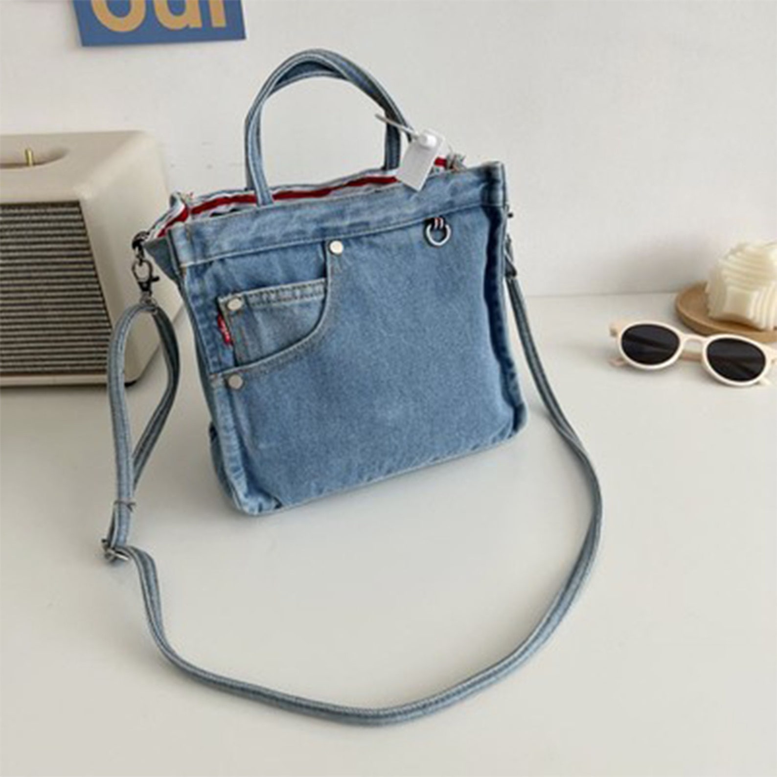 Mini Denim Bag Denim Tote Bag Denim Crossbody Bag Everyday - Etsy