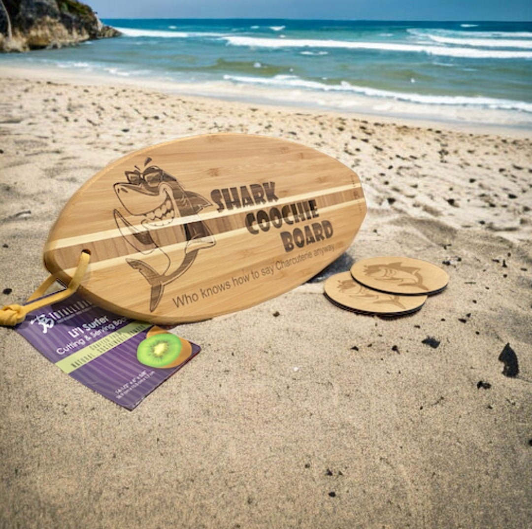 Shark Coochie (charcuterie) Board Laser Engraved on Bamboo Lil Surf ...
