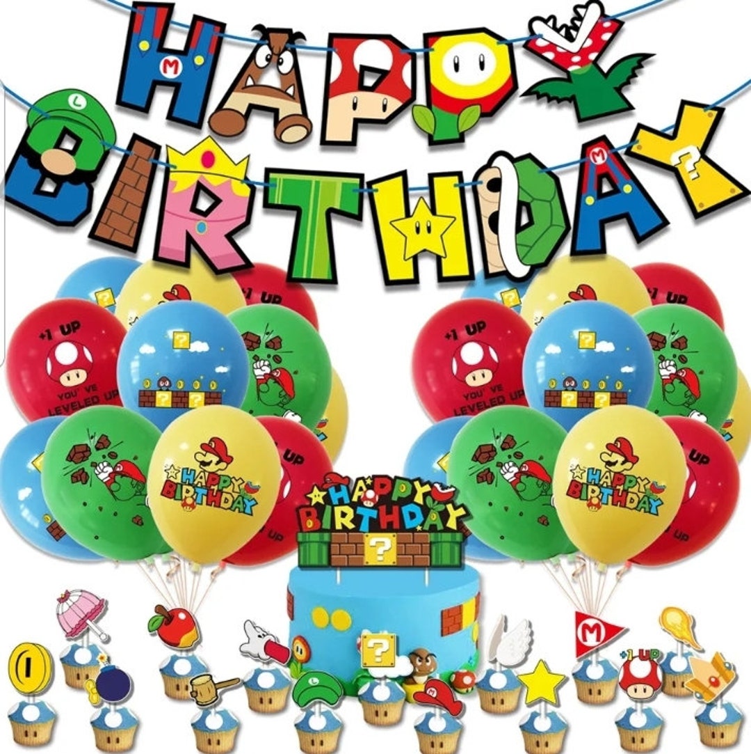 37 Pieces Set Super Mario Birthday Party Supply, Super Mario Balloons ...