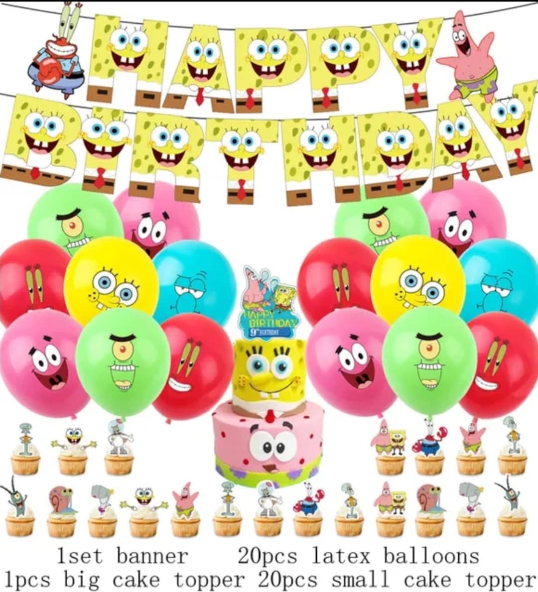 42 Pieces Spongebob Birthday Party Decor Set Spongebob - Etsy