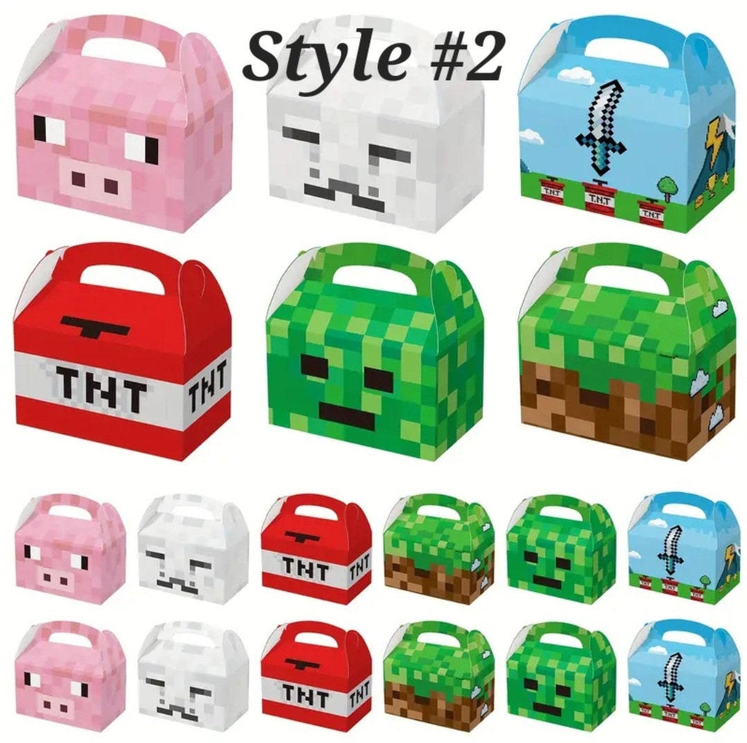 12 Pieces Minecraft Birthday Party Favor Box, Minecraft Birthday ...