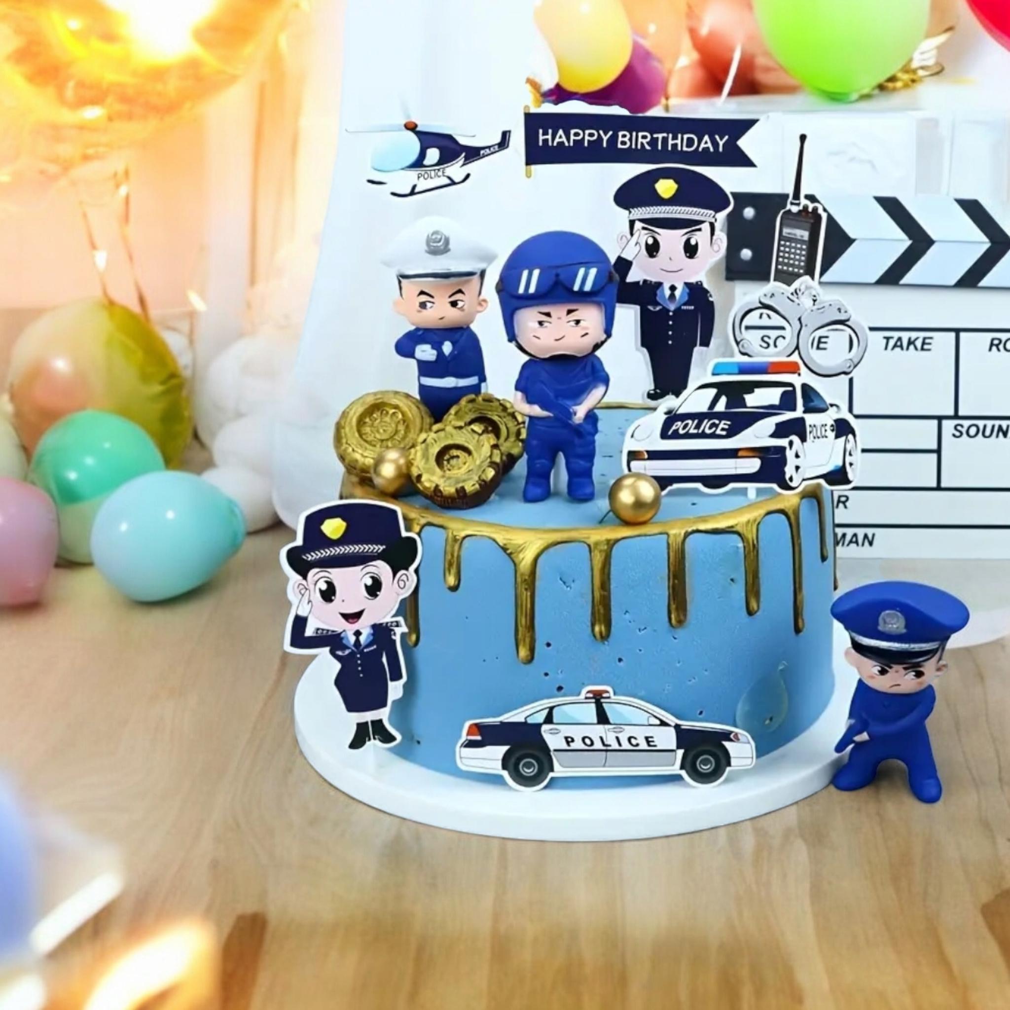 Police Themed Cake Topper for Cops Birthday Party, Police Cake Toppers ...