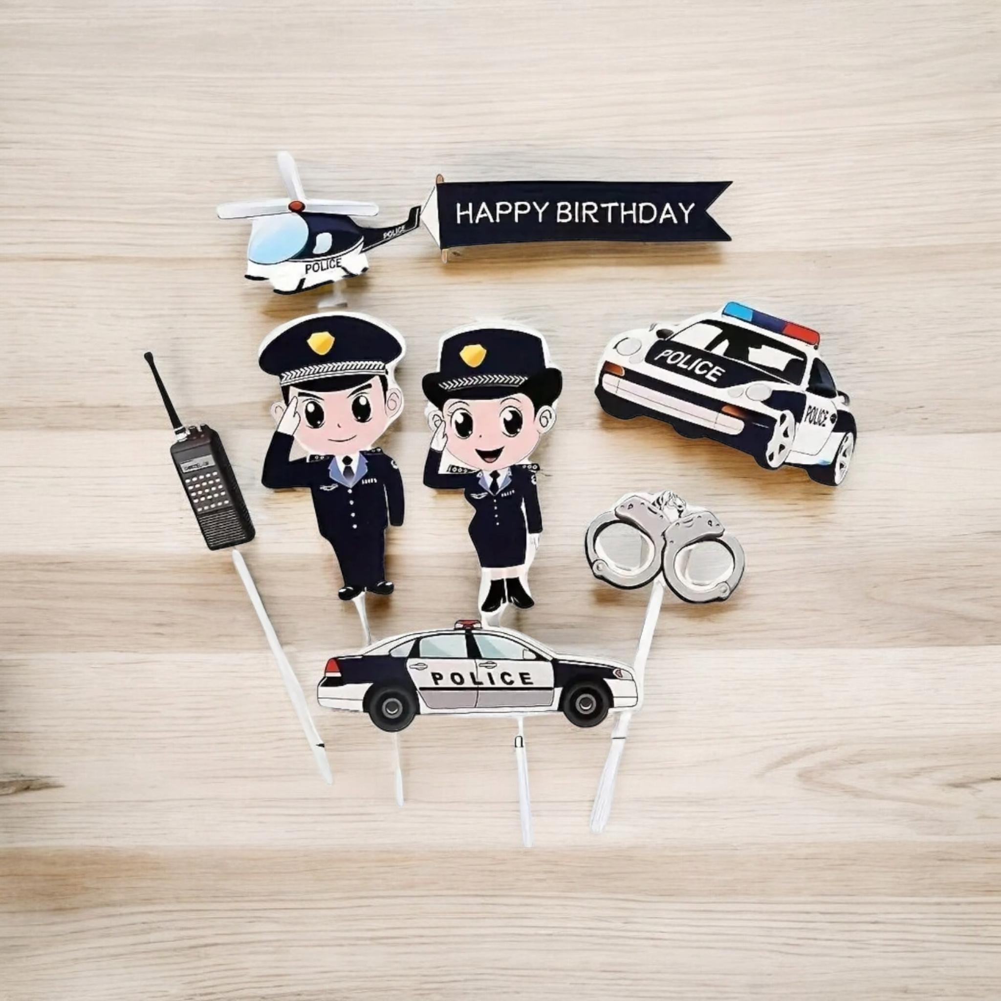 Police Themed Cake Topper for Cops Birthday Party, Police Cake Toppers ...