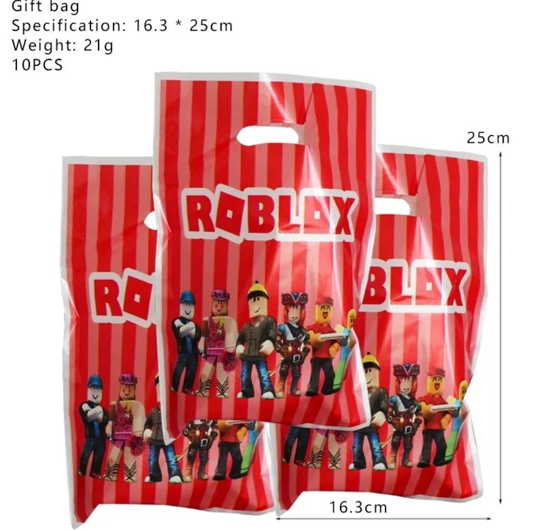 10 Pieces Roblox Plastic Favor Bags, Roblox Favor Bag, Roblox Birthday ...
