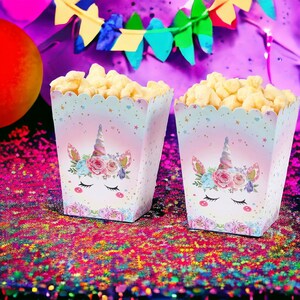 16 Pieces Unicorn Candy Box, Unicorn Birthday Popcorn Box, Unicorn ...