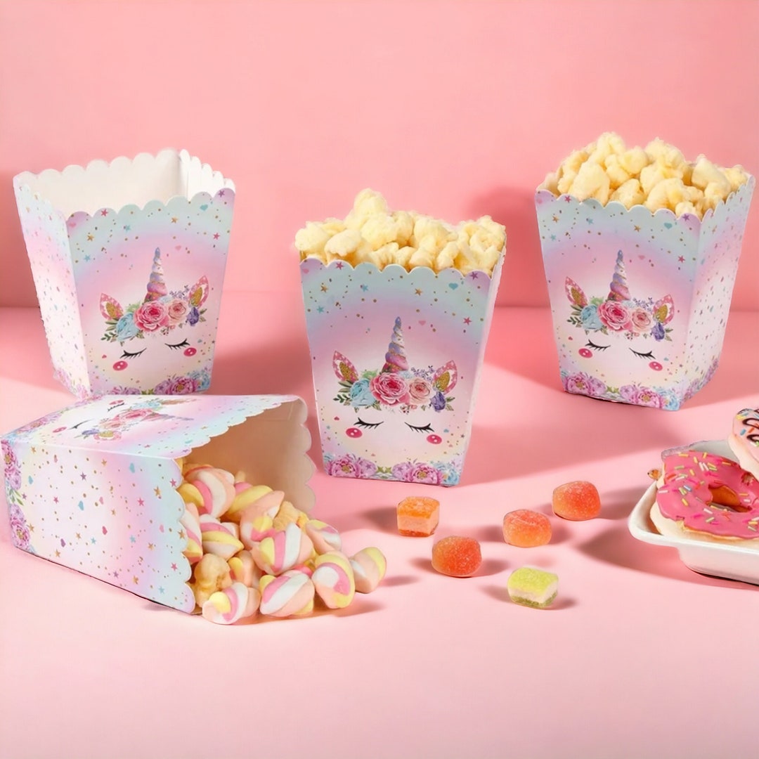16 Pieces Unicorn Candy Box, Unicorn Birthday Popcorn Box, Unicorn ...