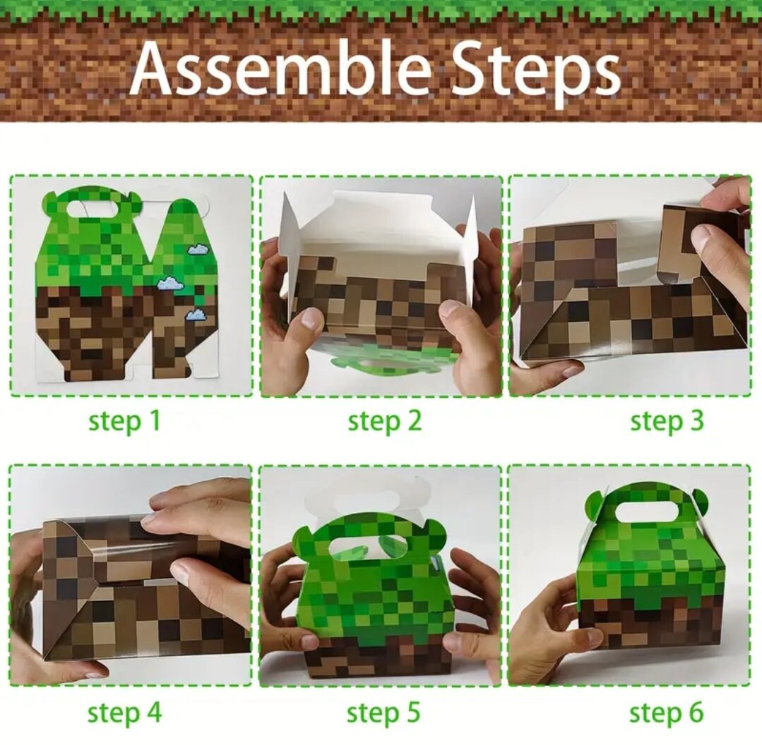 12 Pieces Minecraft Birthday Party Favor Box, Minecraft Birthday ...