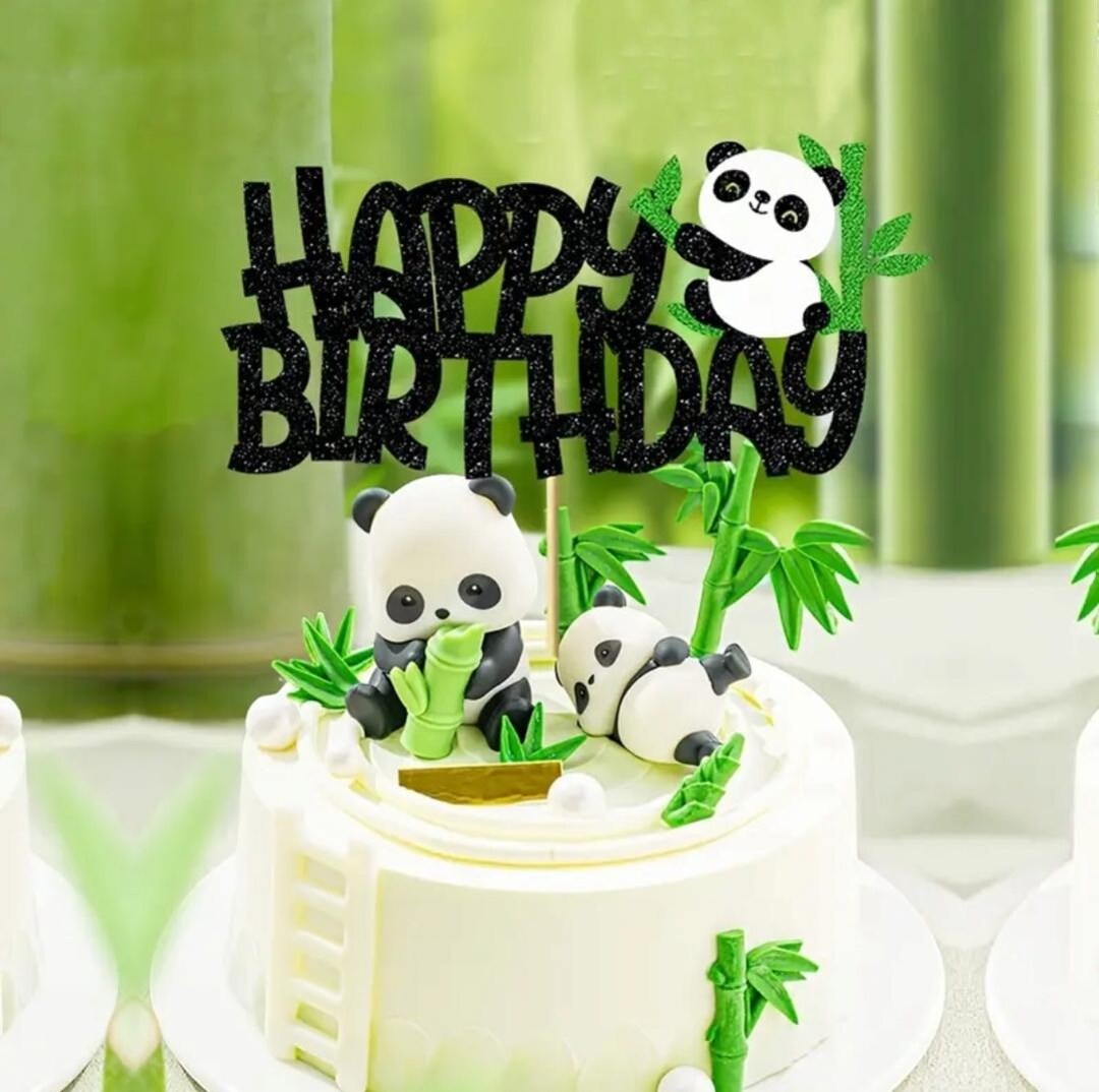 Panda Cake and Cupcake Toppers Set, Panda Themed Birthday Cake and Cupcake Topper, Perfect for ...