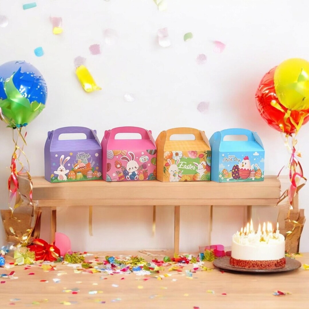 12 Easter Bunny Gift Boxes With Handles - Bulk Pack of 12, Perfect for ...