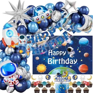 102 Pcs Outer Space Adventure Birthday Party Set - Blue Planet Theme ...