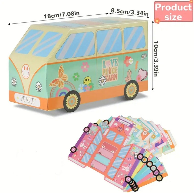 12 Pieces Retro Hippie Goodie Favor Box, Vintage Bus Shaped Favor Box ...