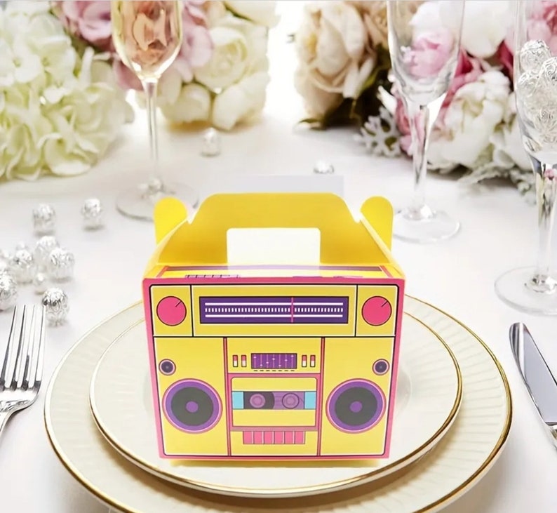 12 Pieces Pink or Yellow Music Boomboxes Radio Party Favor Box Party ...