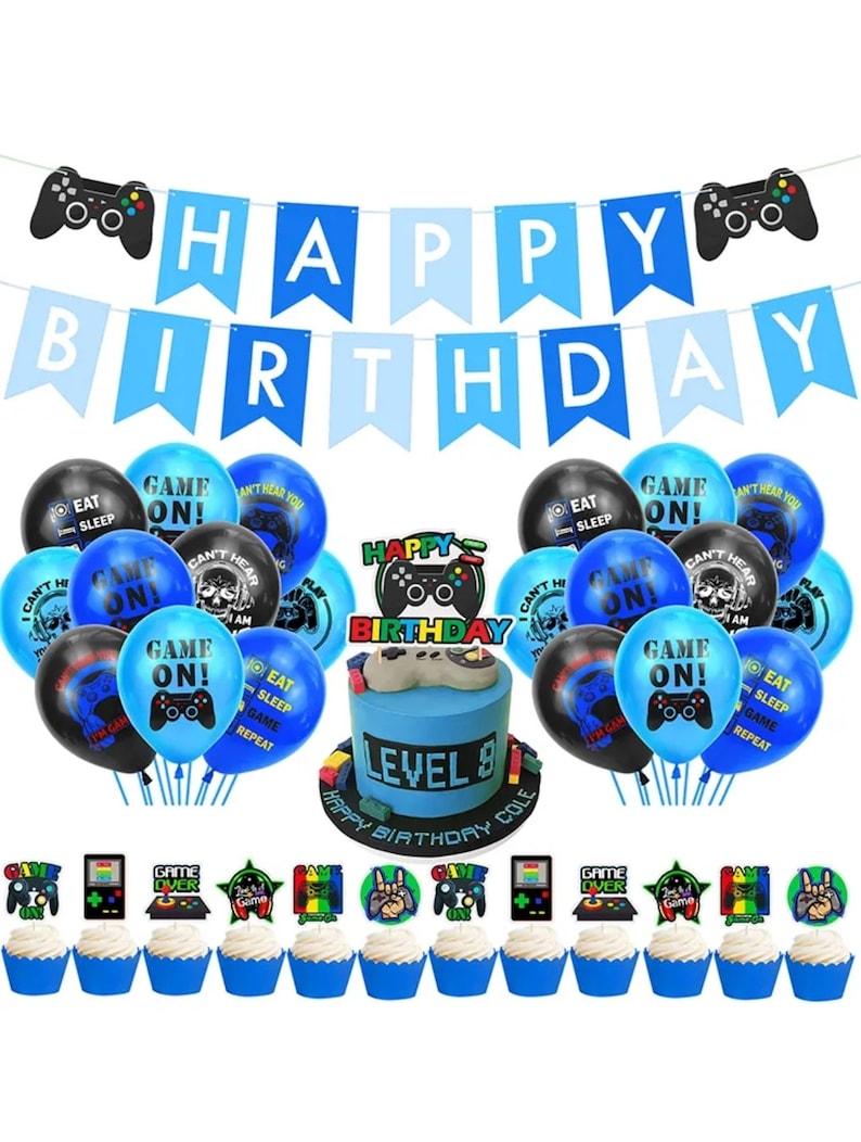 32 Pieces Set Video Games Birthday Party Set - Etsy