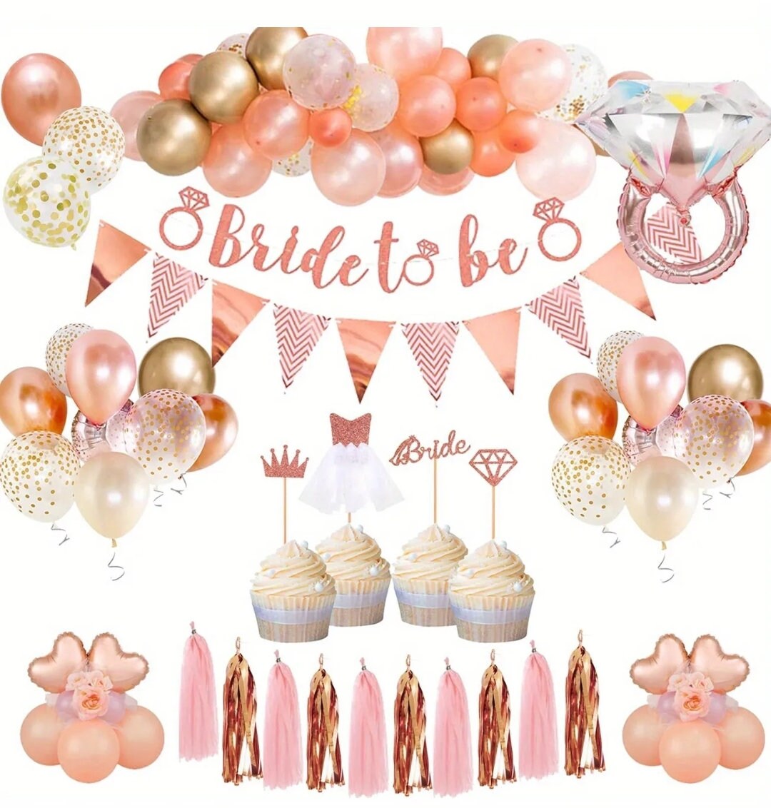 64 Pieces Bride to Be Party Decoration Set, Bridal Party Decoration Set ...