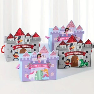 12 Pieces Princess or Prince Favor Box With Handle for Birthday ...