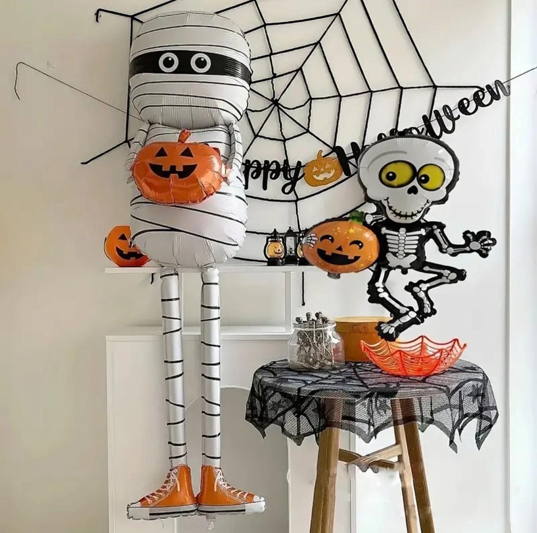 2 Pieces Halloween Foil Balloon Standing Mummy Decoration, Tall Mummy ...
