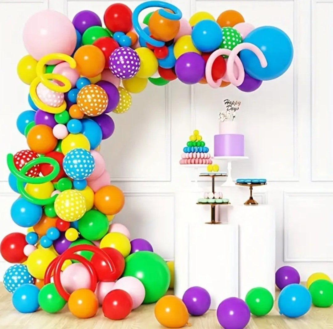 130 Pieces Rainbow Assorted Color Balloon Garland Set, Diy Birthday ...