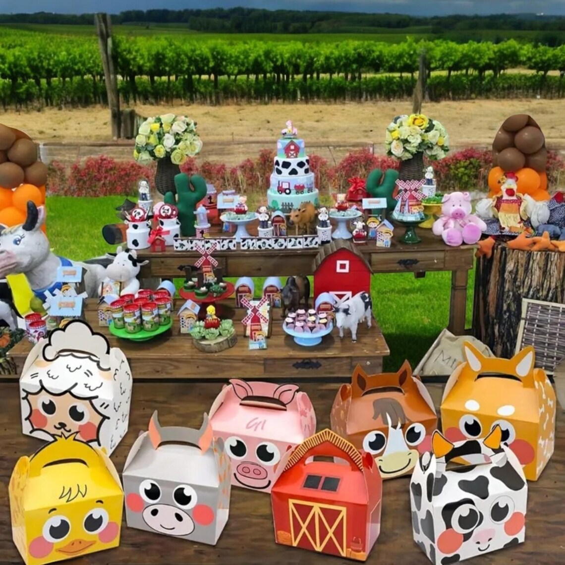 12 Pieces Farm Animal Mixed Style Candy Favor Boxes, Perfect for Farm ...