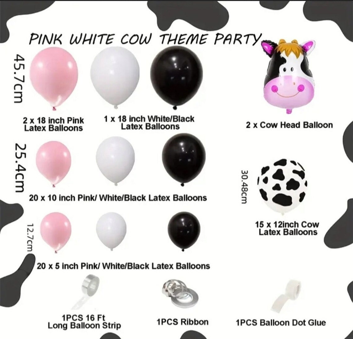 141 Pieces Fun Cow Balloon Arch Diy for Birthdays or Any Party Cow ...