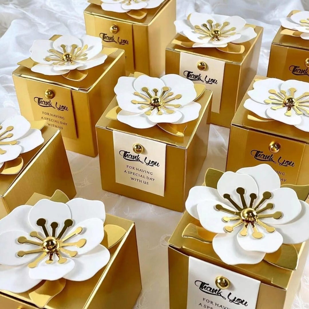 25 Elegant Favor Boxes, Wedding Favor Box, Birthday Favor Box, Gold Favor Box, Bridal Shower ...