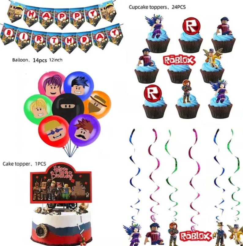 Roblox Inspired Birthday Themed Party Decoration Set, Roblox Birthday ...