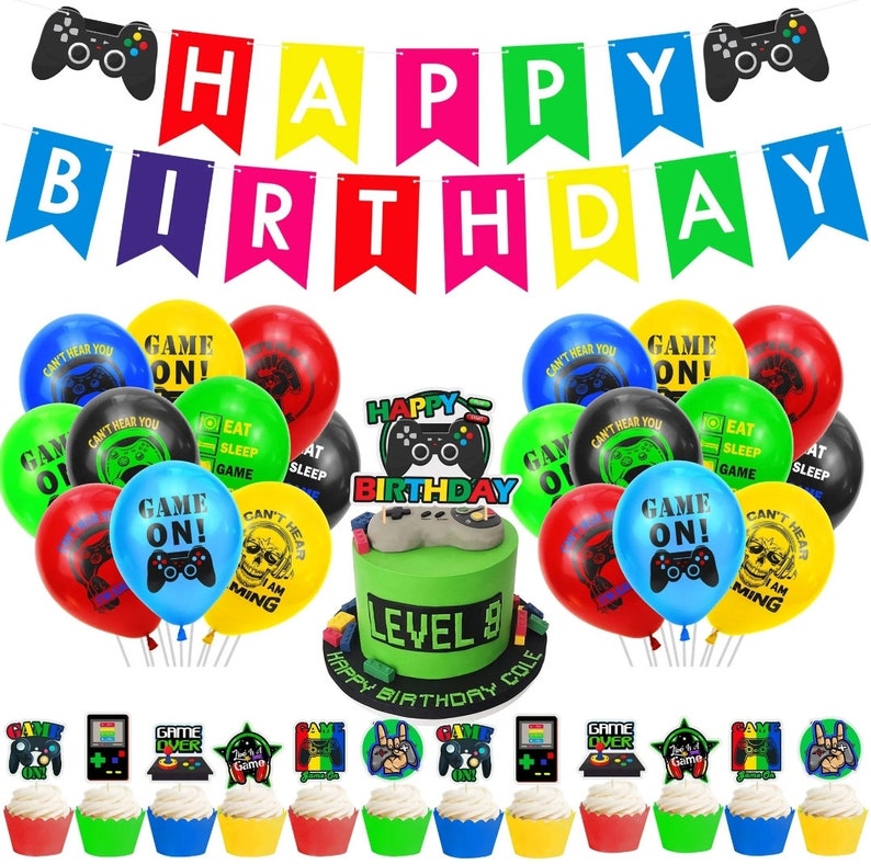 32 Pieces Set Video Games Birthday Party Set - Etsy