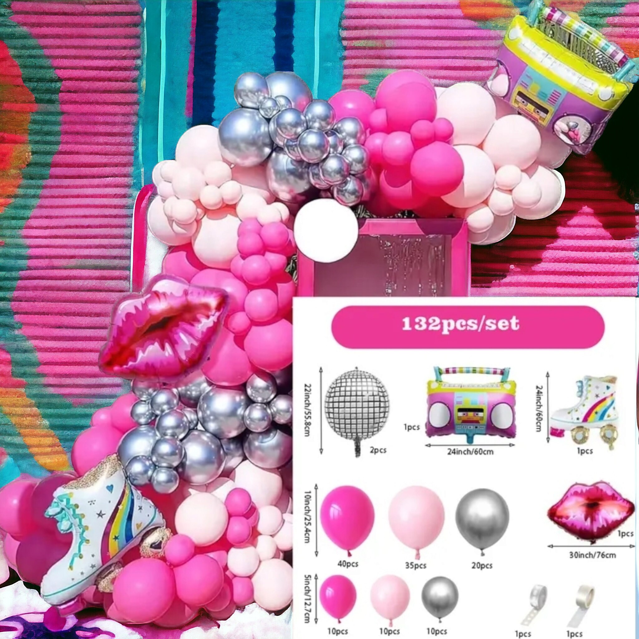 Balloon Garland Arch Kit, Pink Balloon Garland Set Kit for Birthday ...