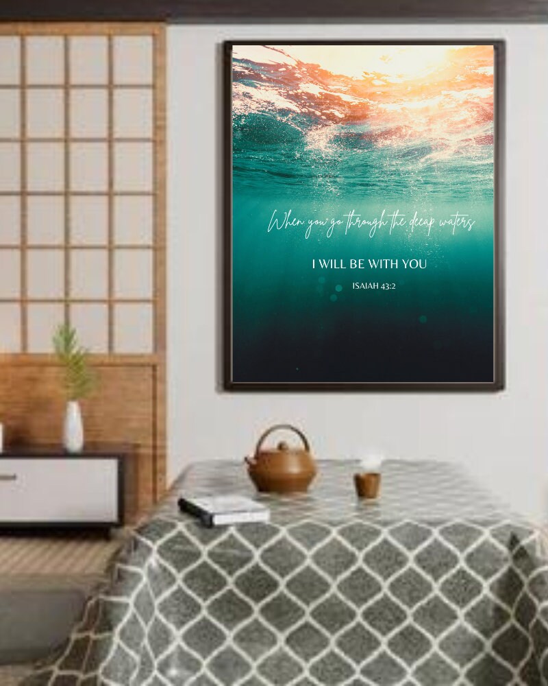 Christian Scripture Wall Art Vintage Style Print of Isaiah 43:2 Verse ...