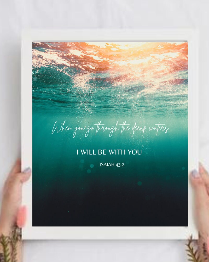 Christian Scripture Wall Art Vintage Style Print of Isaiah 43:2 Verse ...