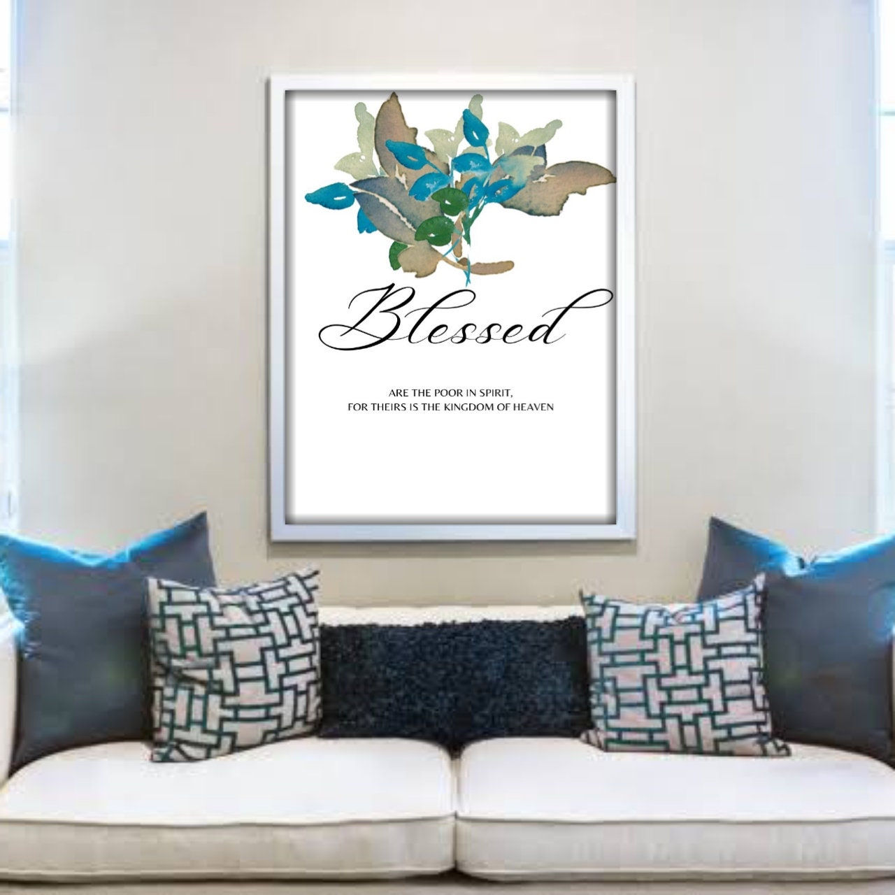 Printable Blessed Wall Art Decor Home Wall Art Digital Download ...