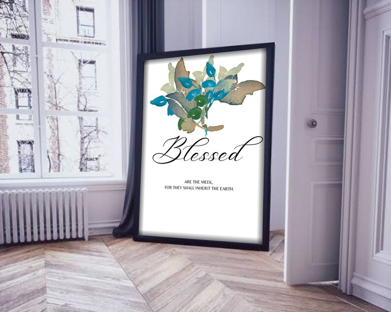 Printable Blessed Wall Art Decor Home Wall Art Digital Download ...