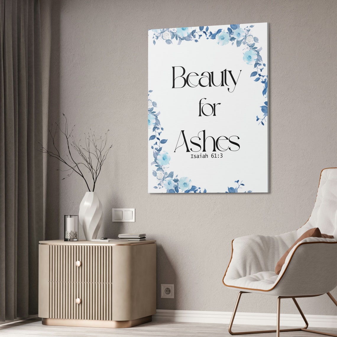 Custom Bible Verse Canvas Print for Farmhouse Decor Beauty for Ashes ...