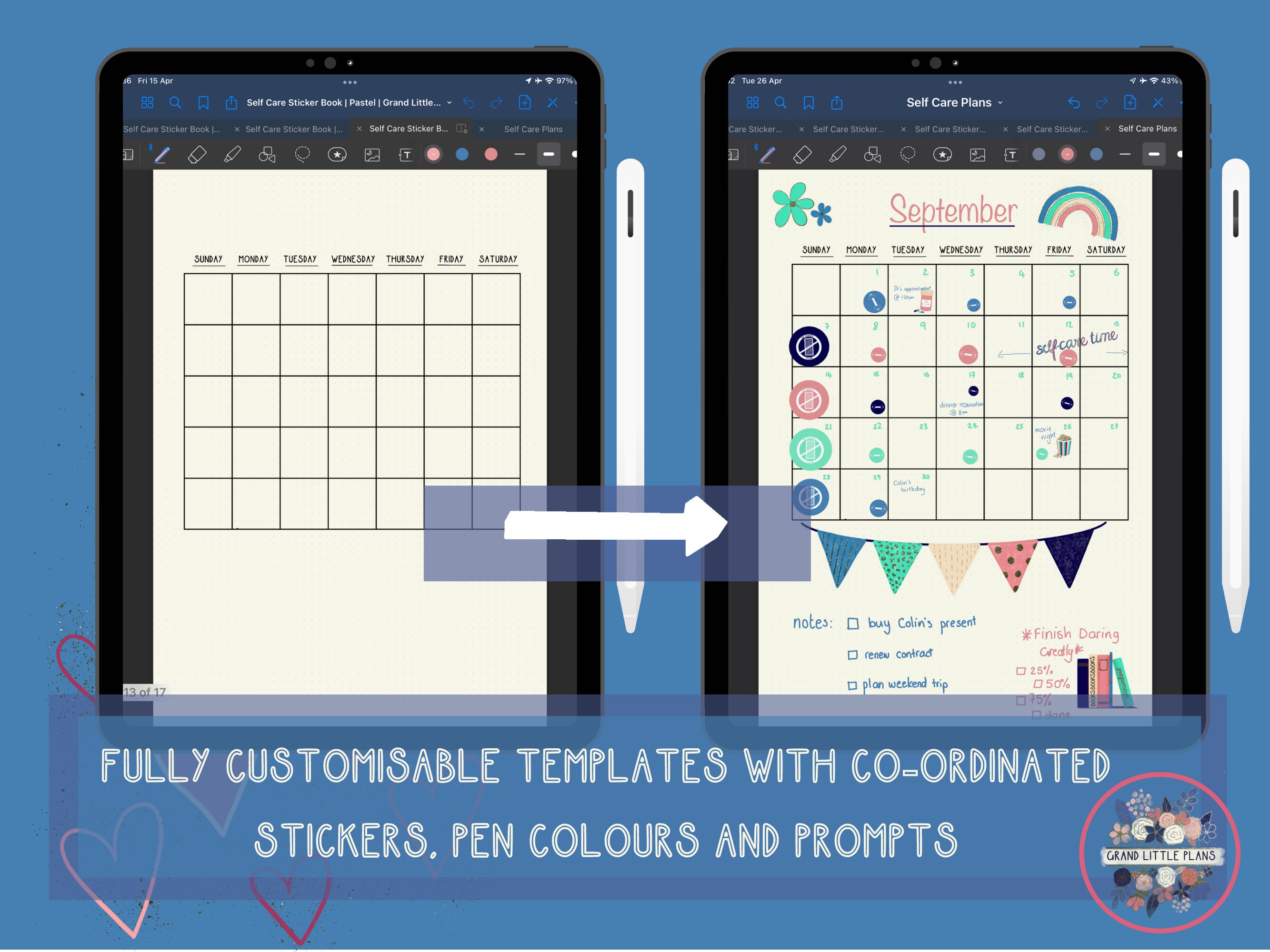 Self Care Stickers for Goodnotes Pdfs and Planners | Gratitude ...