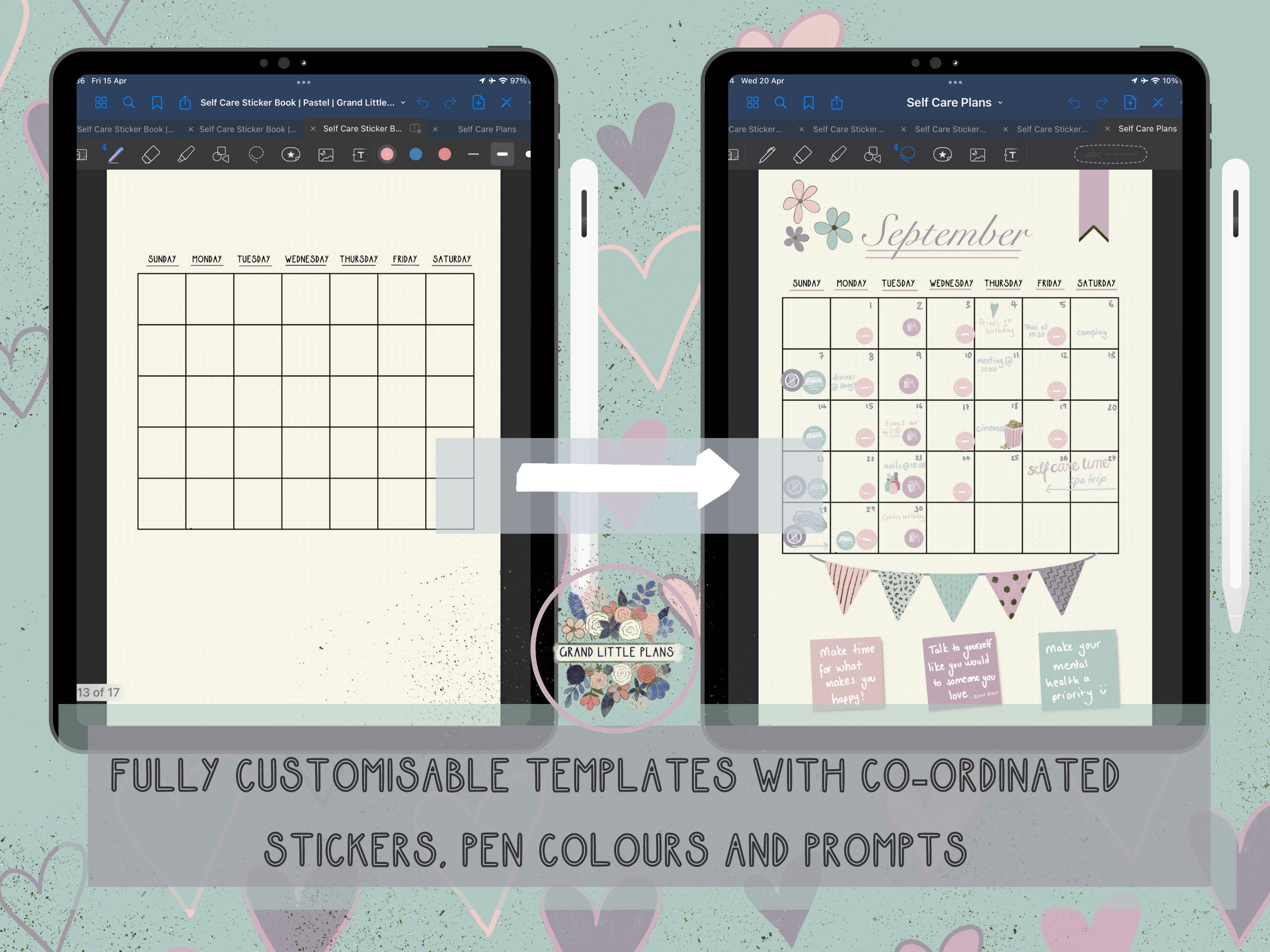 Self Care Stickers for Goodnotes Pdfs and Planners | Gratitude ...