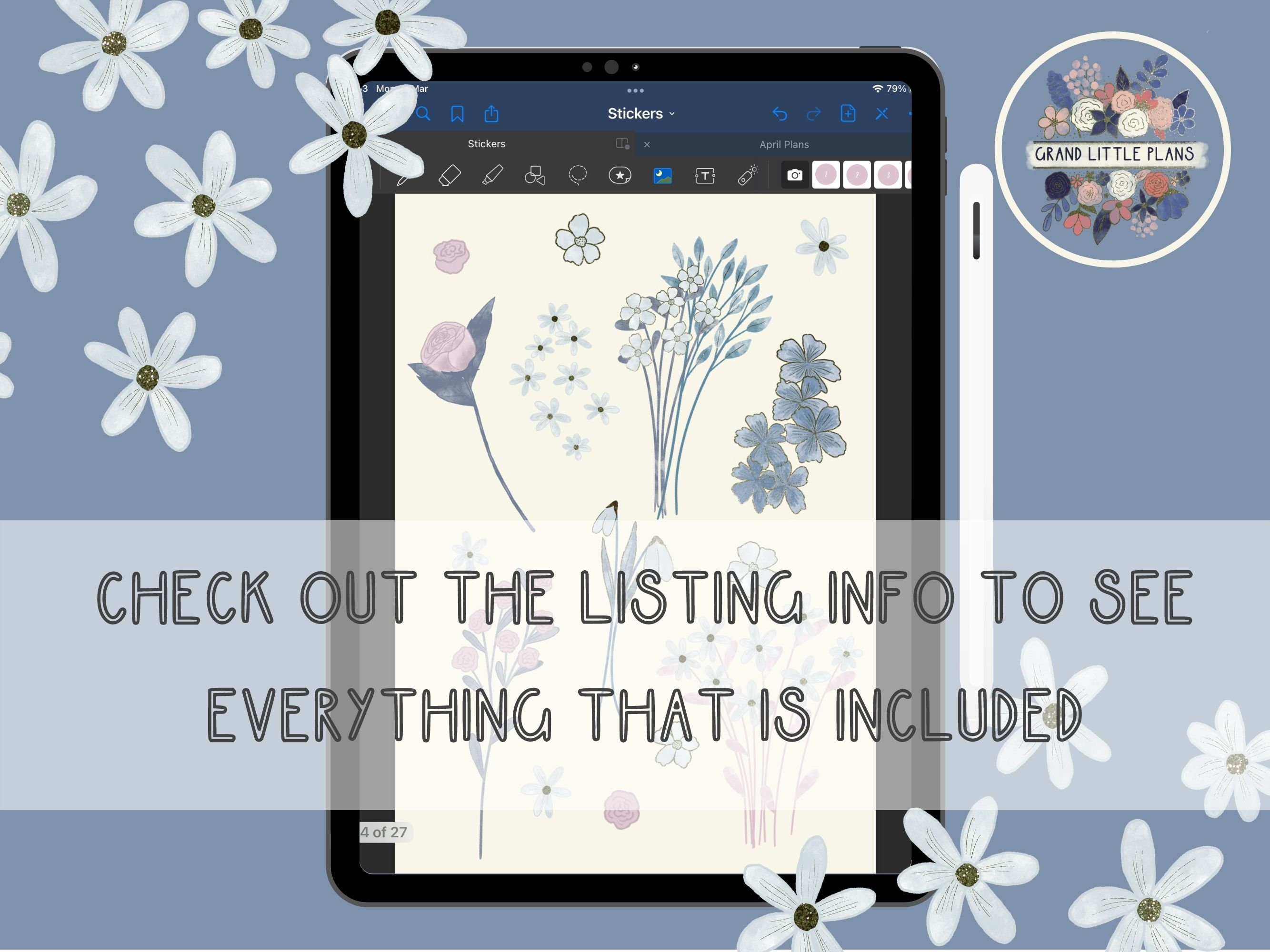 Goodnotes Sticker Book | Handrawn Watercolor Florals | Goodnotes Covers ...