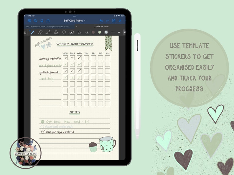 Self Care Stickers for Goodnotes Pdfs and Planners | Gratitude ...