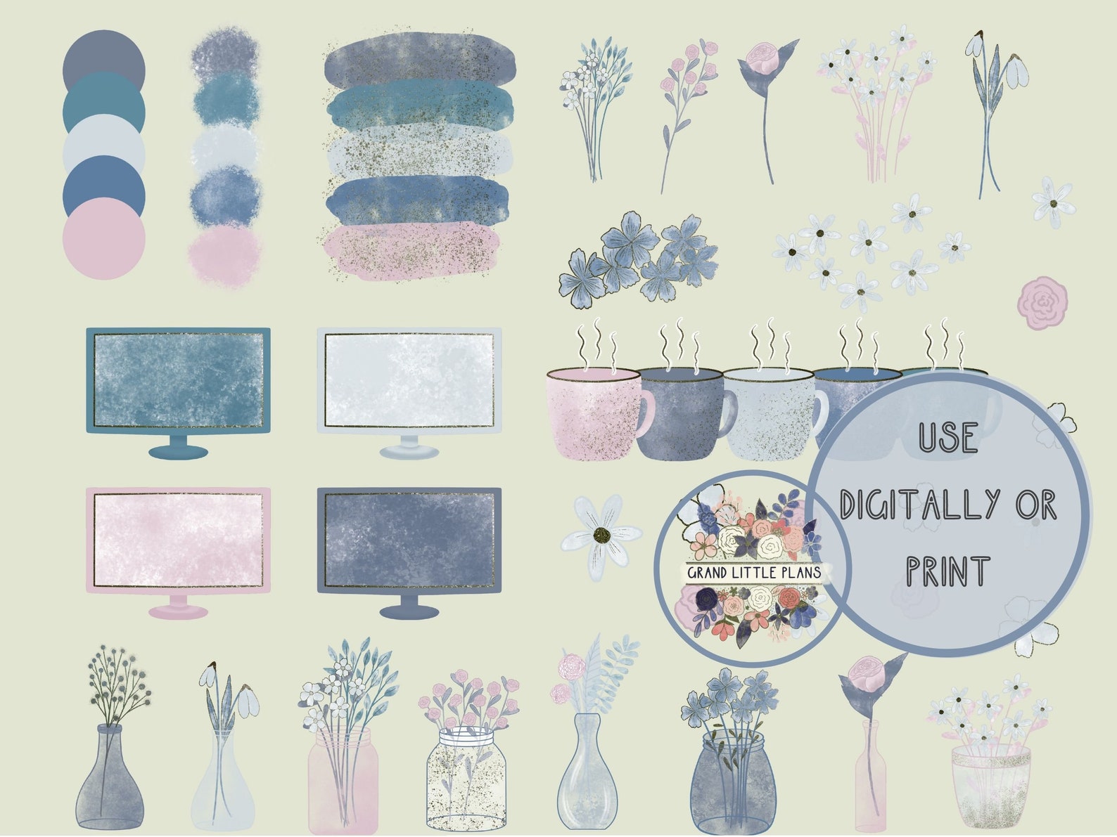 Goodnotes Sticker Book | Handrawn Watercolor Florals | Goodnotes Covers ...