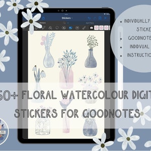 Goodnotes Sticker Book | Handrawn Watercolor Florals | Goodnotes Covers ...