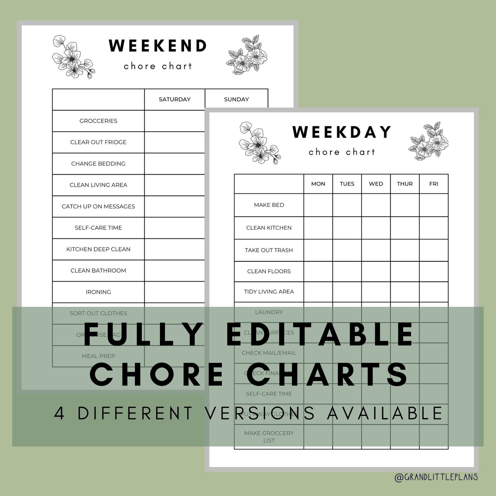Printable Chore Chart Fully Editable Cleaning Checklist Canva Template ...