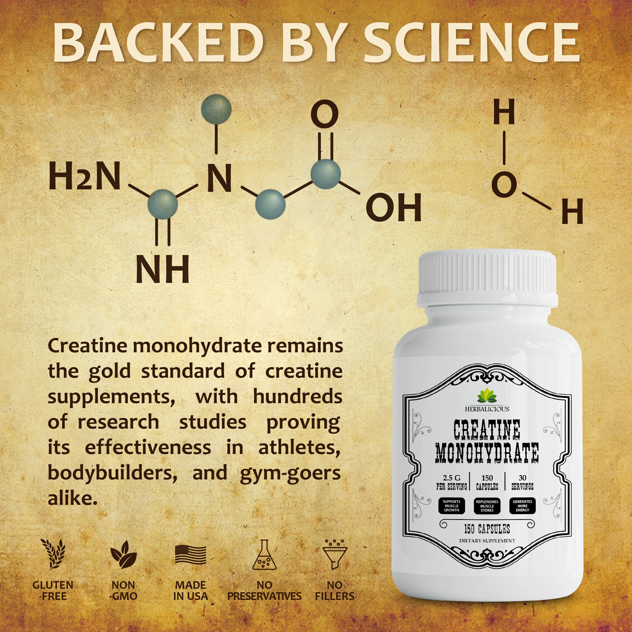 Creatine Monohydrate Pills 2.5g Creatine Pills Monohydrate for Muscle Size, Strength, and Power ...