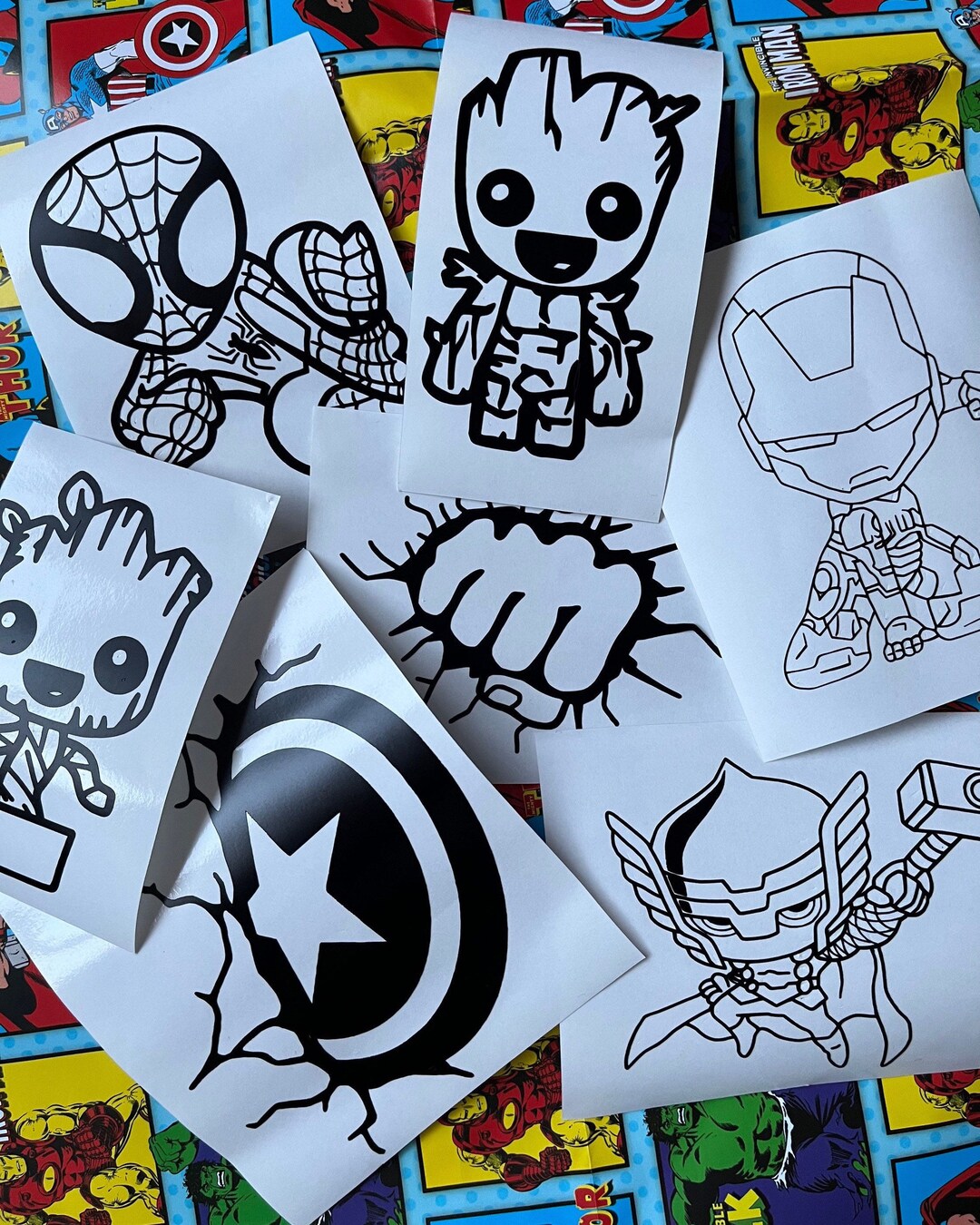 Marvel Decals Marvel Stickers Spider-man Groot Hulk Thor Iron Man ...