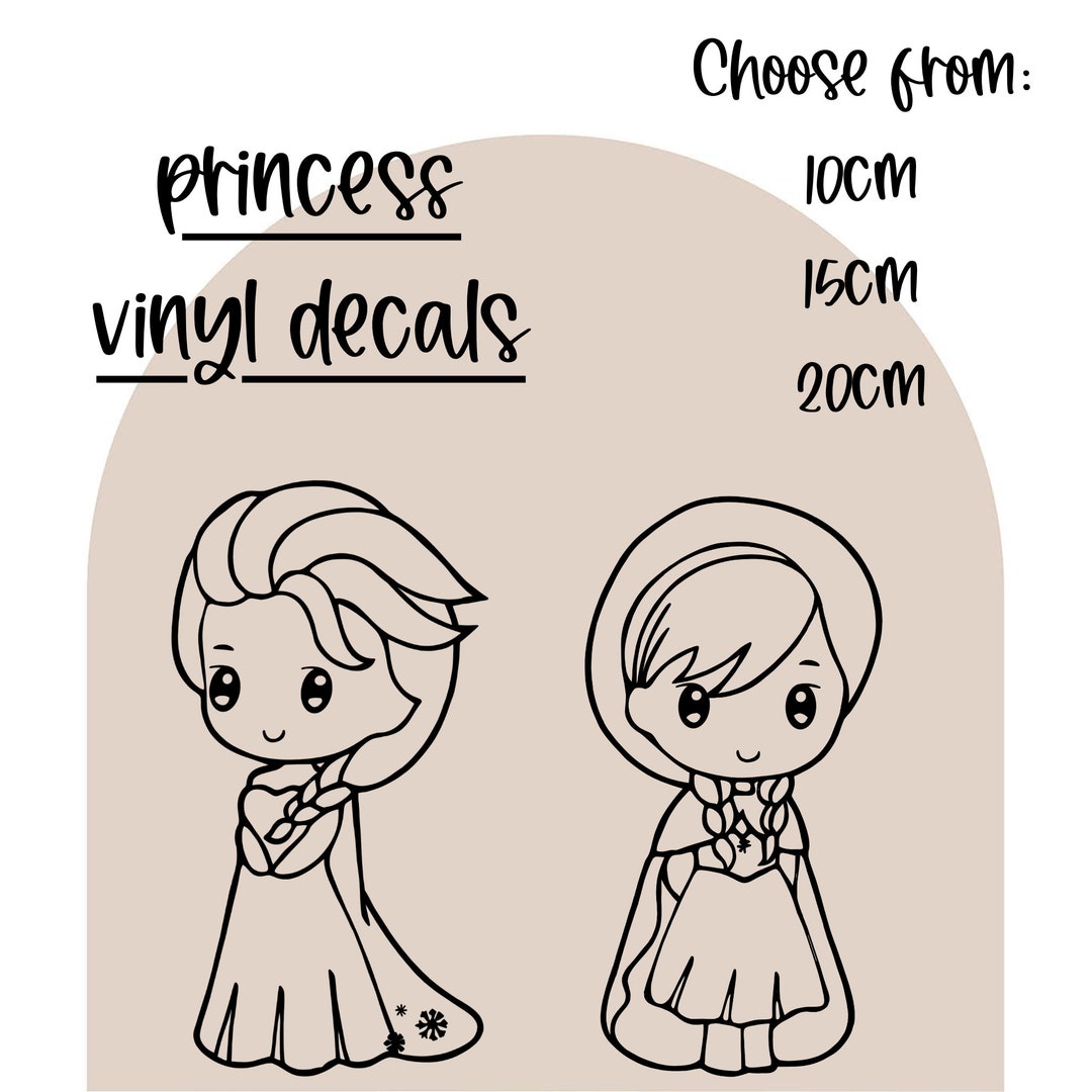 Princess Vinyl Decals Princess Stickers Princess Decals Car Decals - Etsy