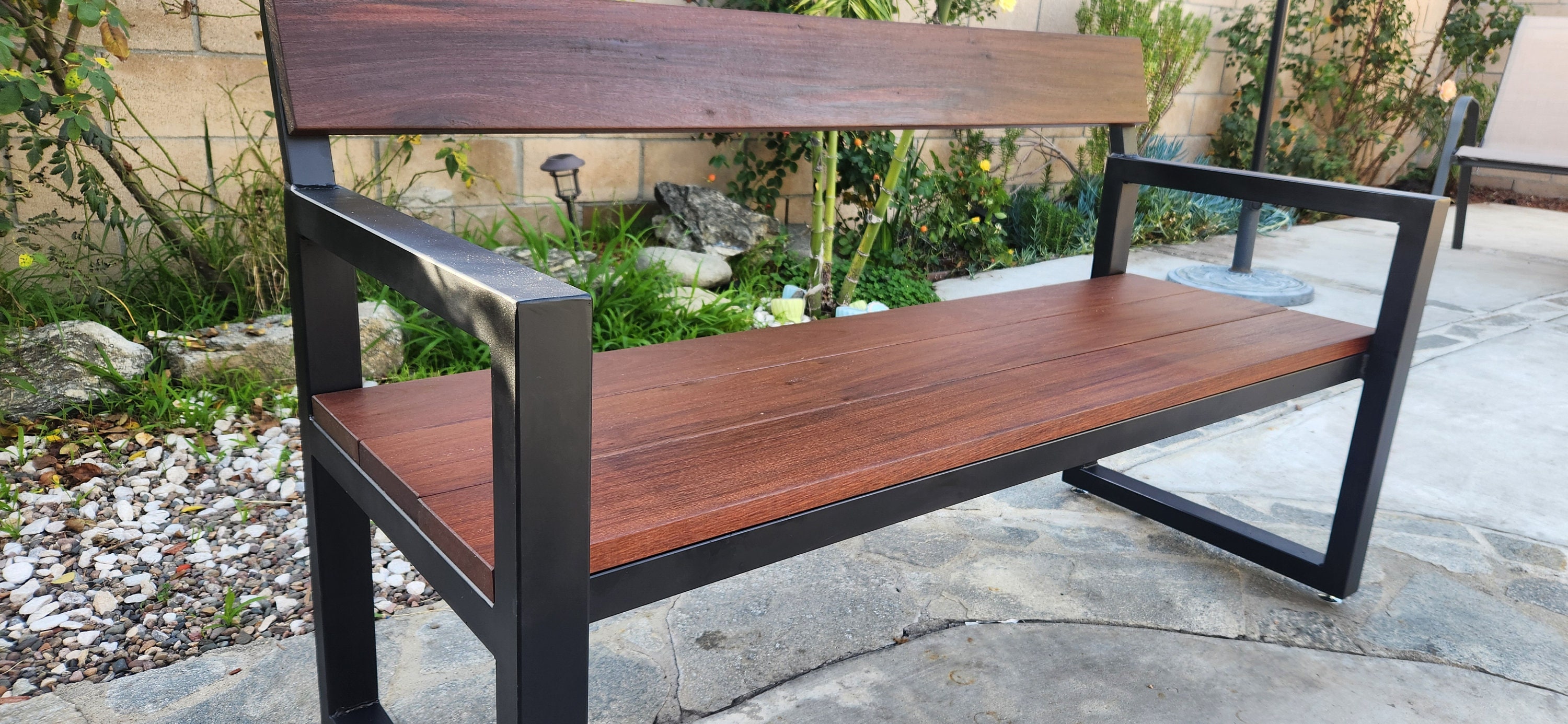 OUTDOOR MODERN BENCH, Quality Steel and Brazilian Ipe Wood Bench ...