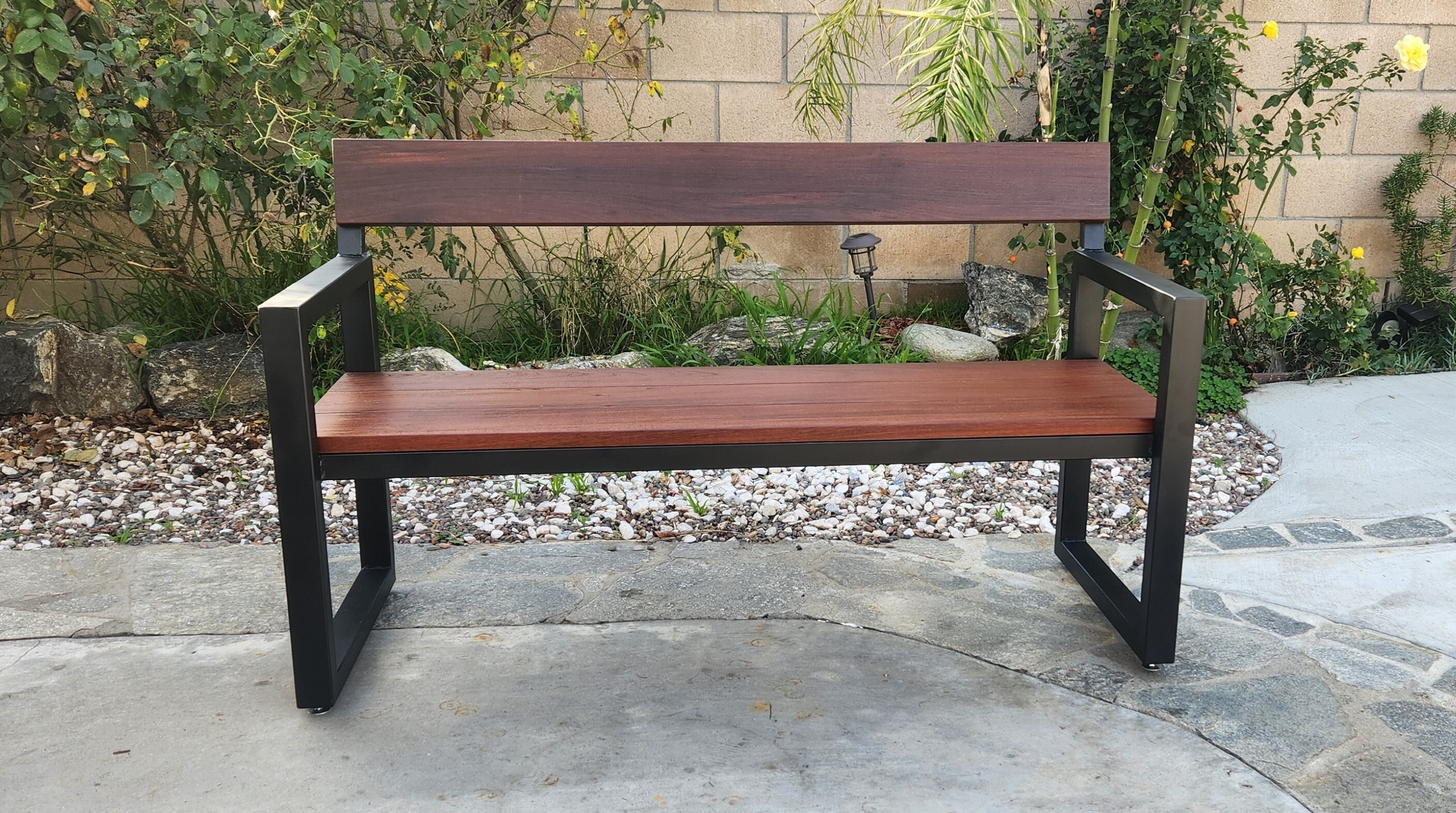 OUTDOOR MODERN BENCH, Quality Steel and Brazilian Ipe Wood Bench ...
