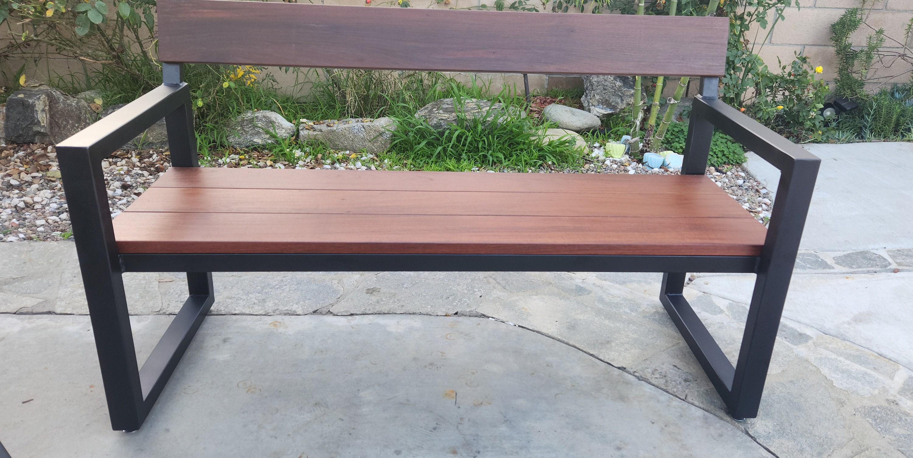 OUTDOOR MODERN BENCH, Quality Steel and Brazilian Ipe Wood Bench ...